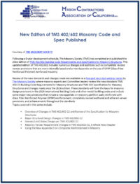 New Edition of TMS 402/602 Masonry Code and Spec | Mason Contractors ...
